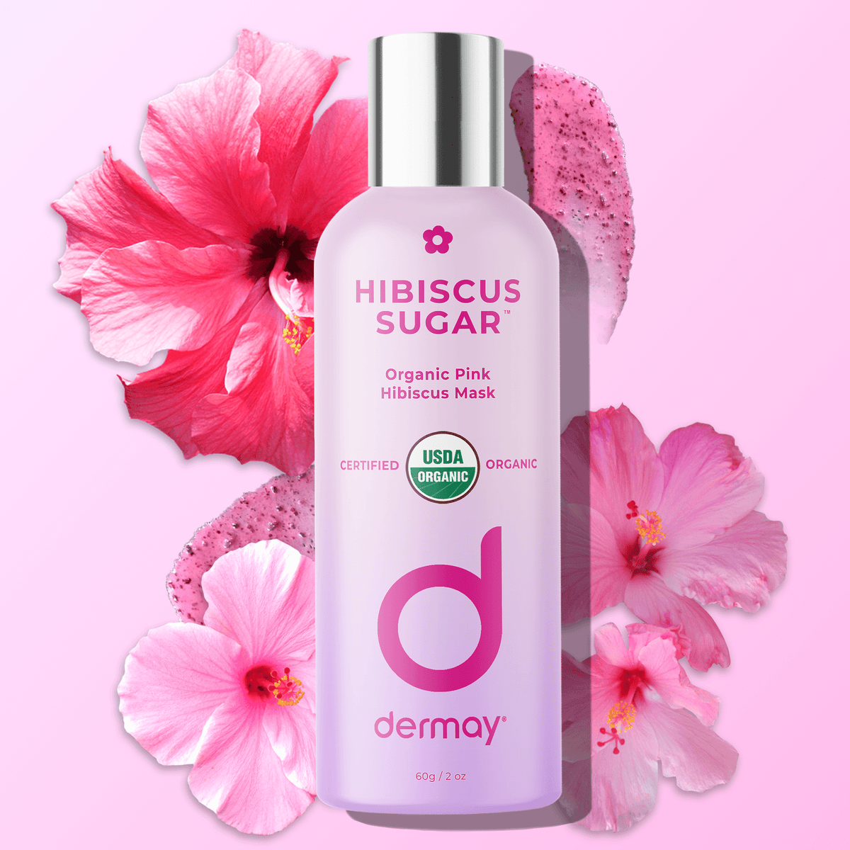 HIBISCUS SUGAR™ - Organic Pink Hibiscus Natural Exfoliating Mask – Dermay